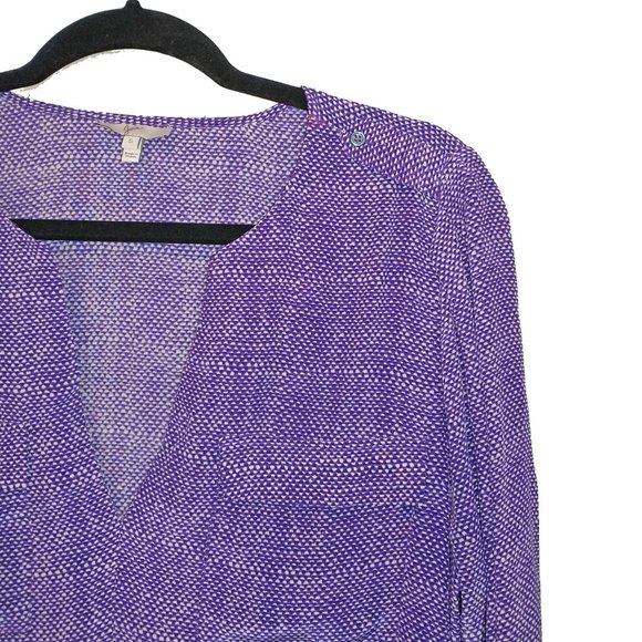 Joie | Tops | Joie Purple White Print Marlo Long Sleeve Silk Blouse ...